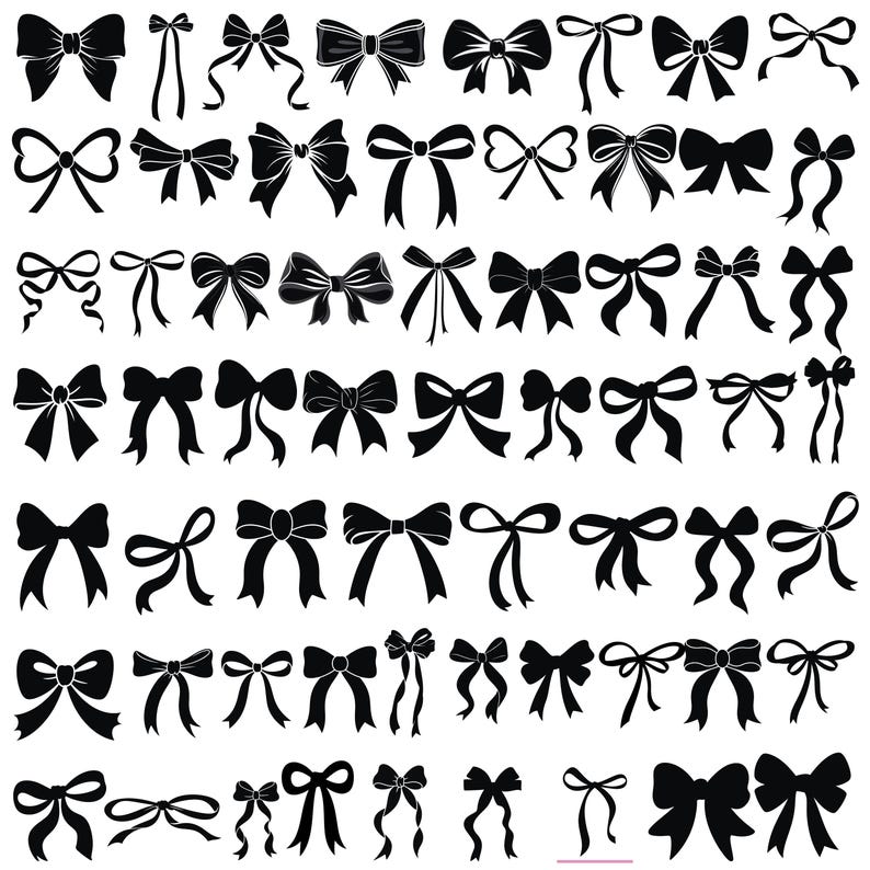 Black Bow SVG Bundle,coquette Ribbon Bows PNG SVG Eps Dxf,cute Girly ...