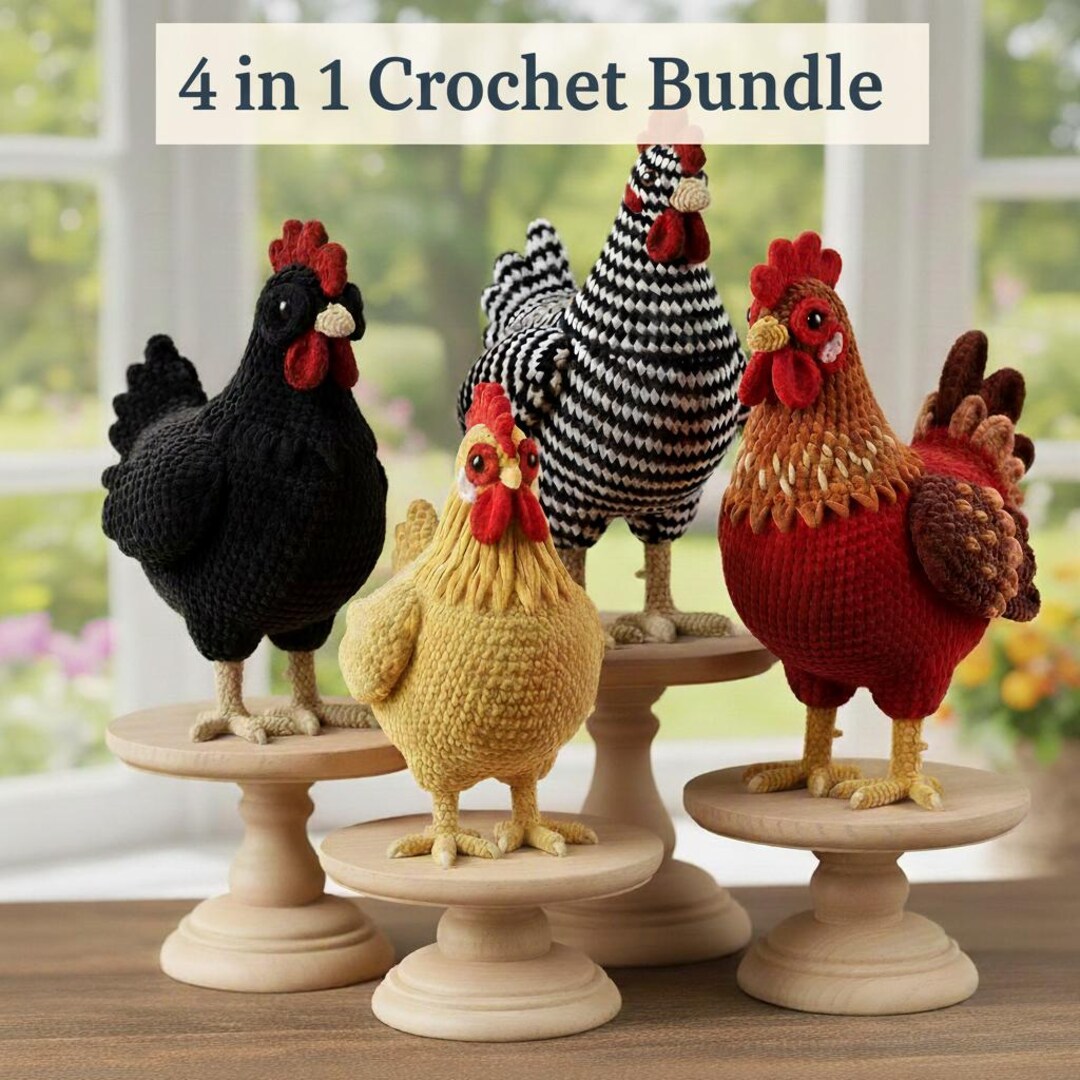 4-in-1 Realistic Chicken Crochet Pattern Bundle (PDF Download) - Etsy