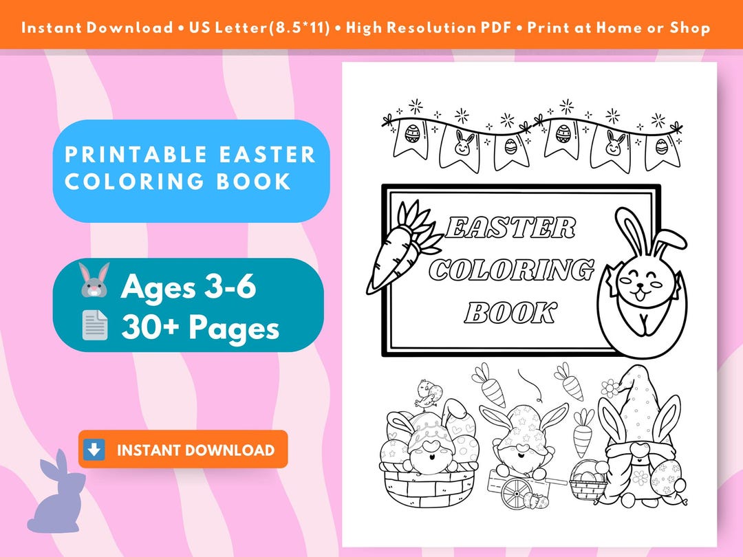 Easter Coloring Book for Kids | Printable Bunny & Egg Coloring Pages ...