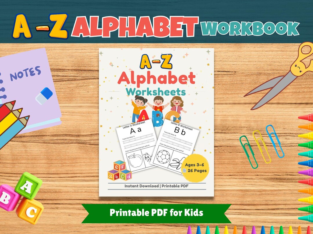 A-Z Alphabet Tracing Workbook | Kids Letter Practice Worksheets ...