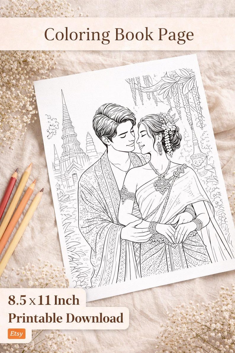 Thai Heritage Coloring Book | Ayutthaya Art Printable | Relaxing ...