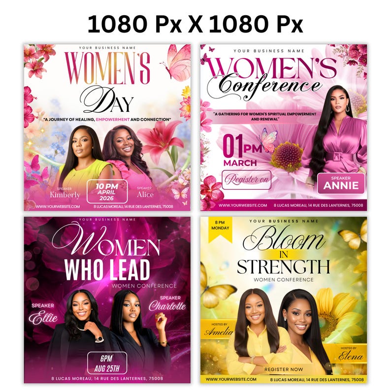 6 Women’s Conference Flyer Canva Template, Church Women Ministry Event ...