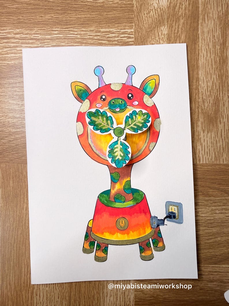 Electric Giraffe Fan Craft | Paper Circuit STEAM Activity (PDF Template ...