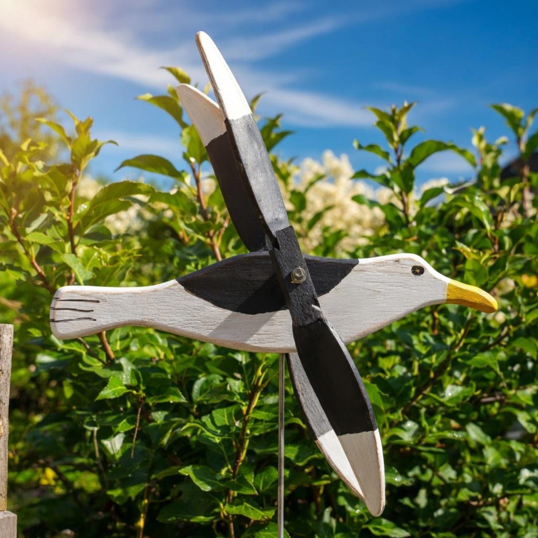 Handmade Seagull Whirligig With Wings That Spin in the Wind, Hand ...