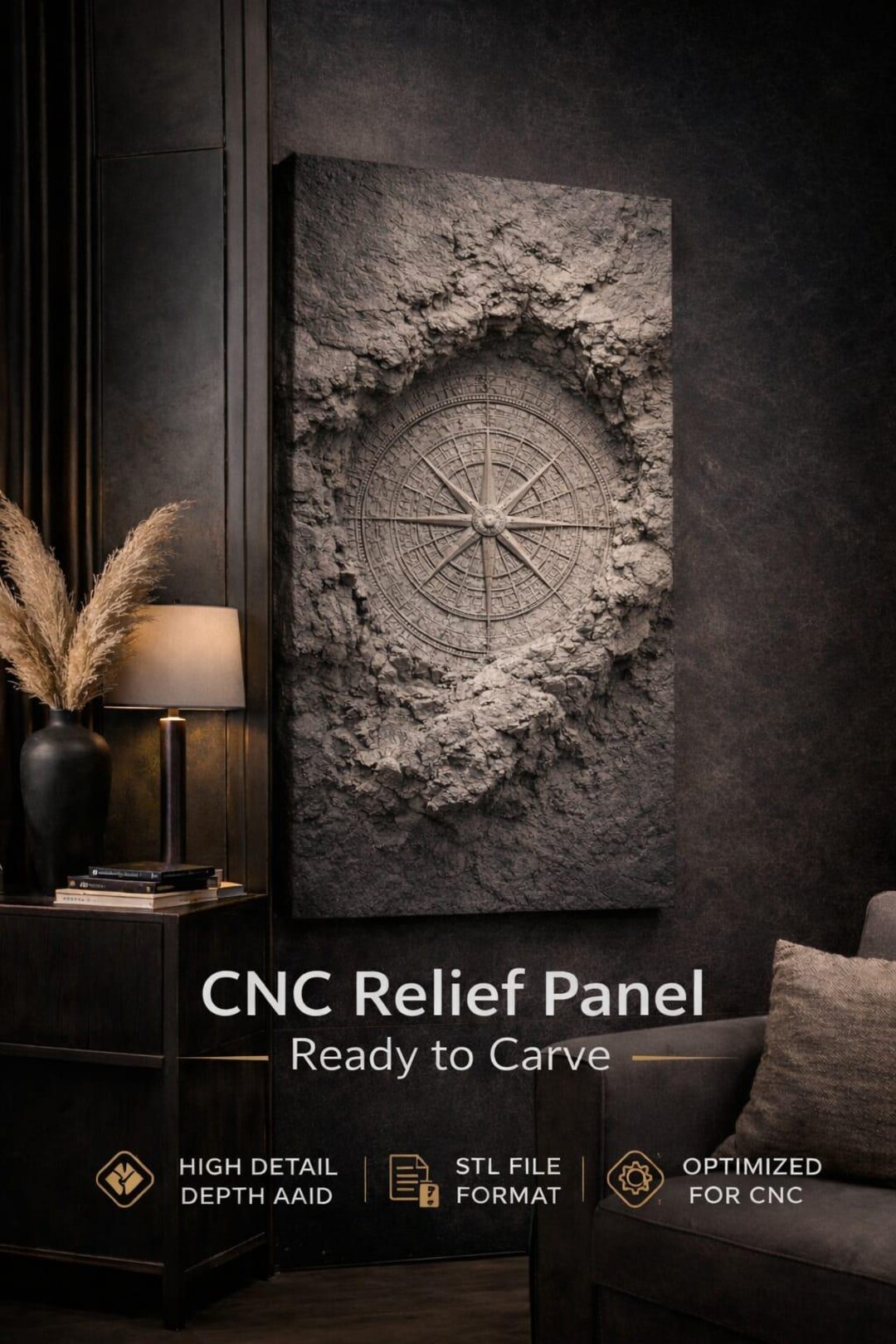 High-relief Compass Panel STL | CNC Wood Carving File (digital Download ...