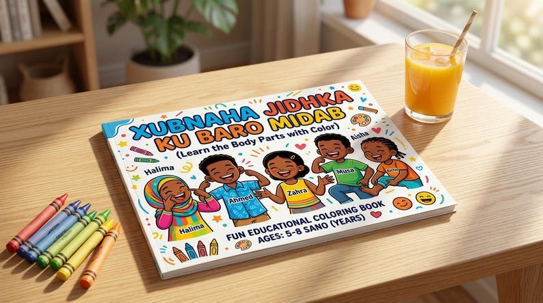 Somali Kids Coloring Book Printable | Body Parts Af-soomaali | Diaspora ...