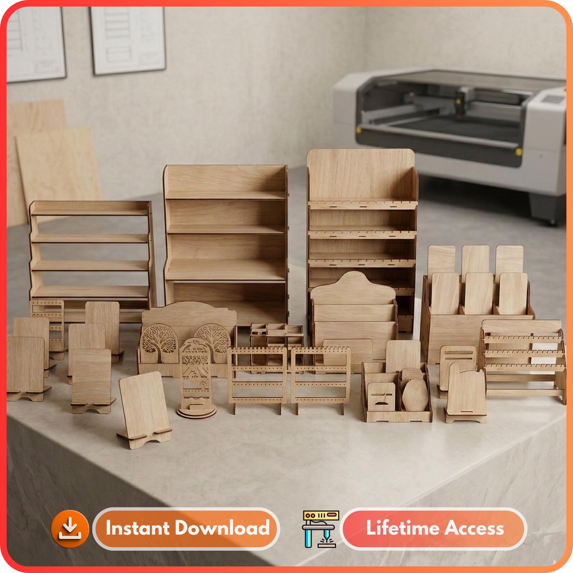 200+ Laser Cut Stand Bundle Wooden Designs | SVG DXF PDF (digital ...