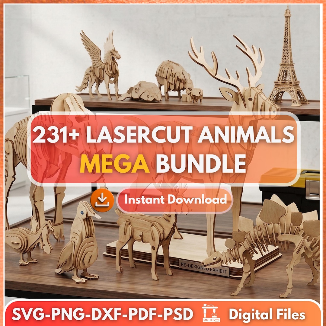 235+ Animal Laser Cut Mega Bundle | CNC Woodworking Patterns | Wall Art ...