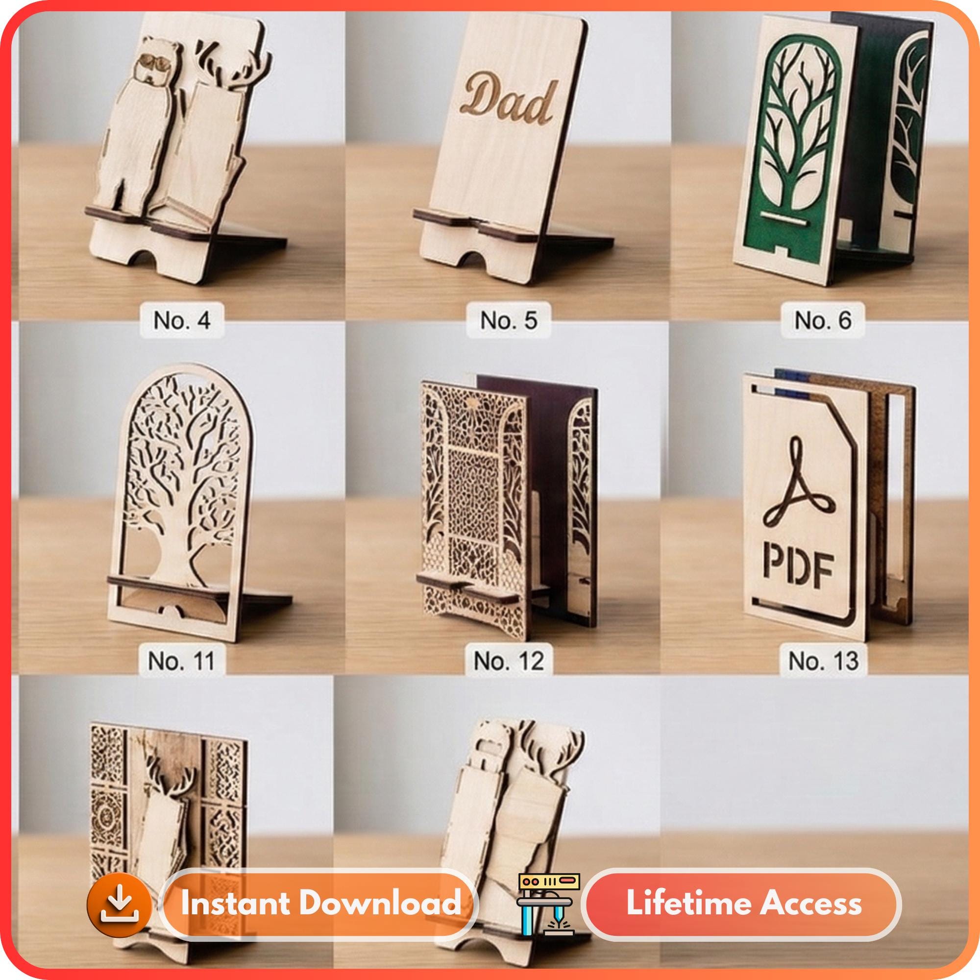 200+ Laser Cut Stand Bundle Wooden Designs | SVG DXF PDF (digital ...
