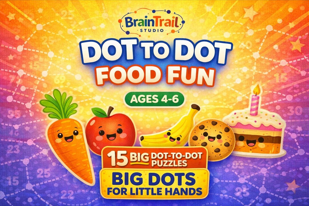 Food Dot to Dot Printable | Fruits, Vegetables, Sweets | Preschool ...