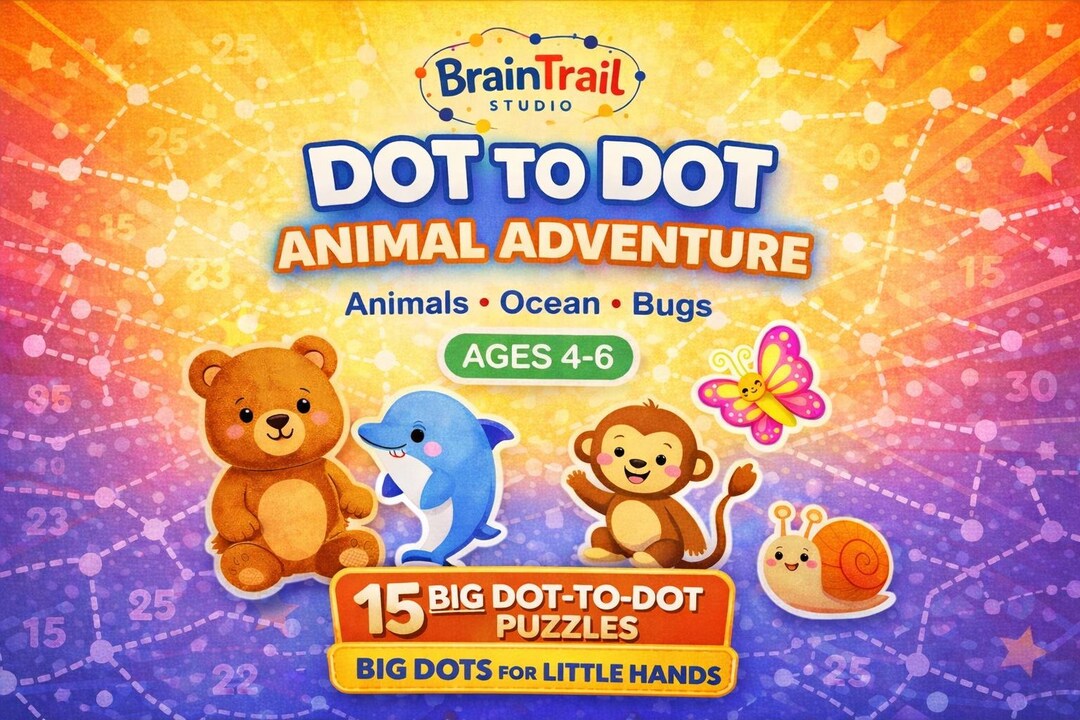 Animal Dot to Dot Printable | Preschool Number Activity (digital ...