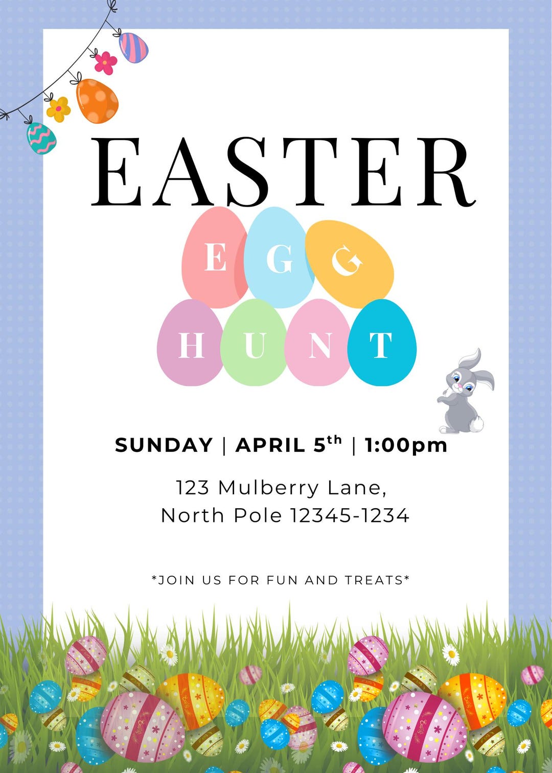 Editable Easter Egg Hunt Invitation, Kids Spring Party Template ...