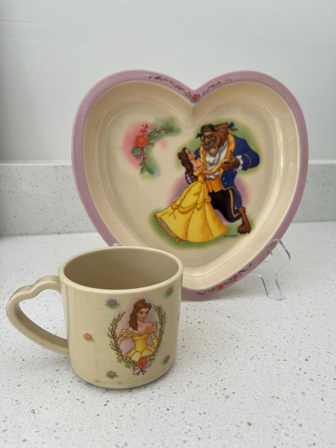 Vintage Disney Beauty and the Beast Kids Melamine Plate & Cup ...