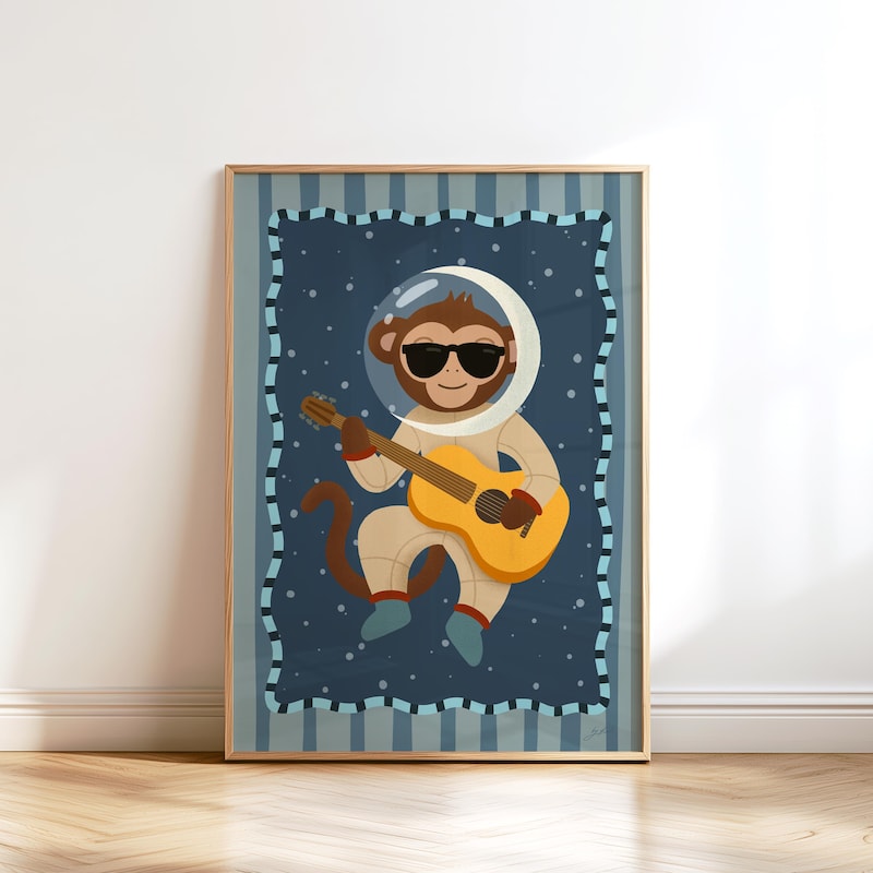 Astronaut Monkey Poster - Etsy