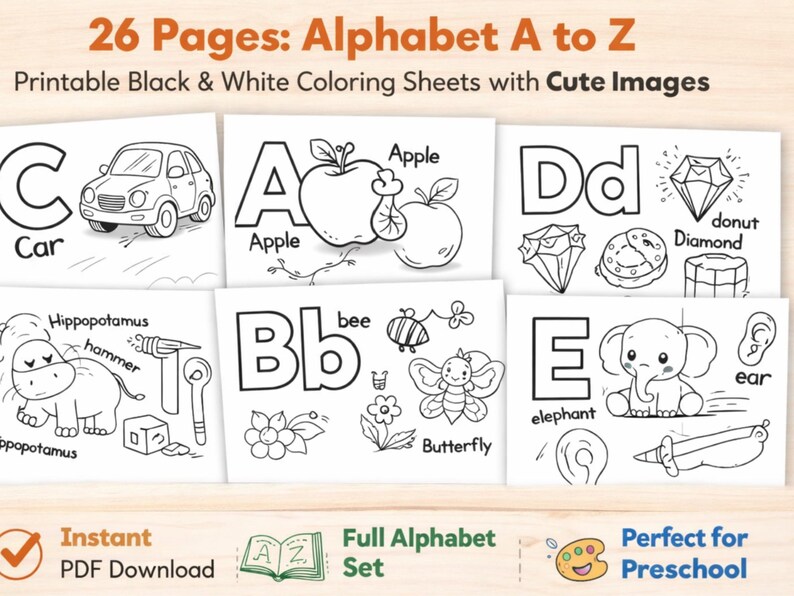 26 Alphabet Coloring Page - Etsy