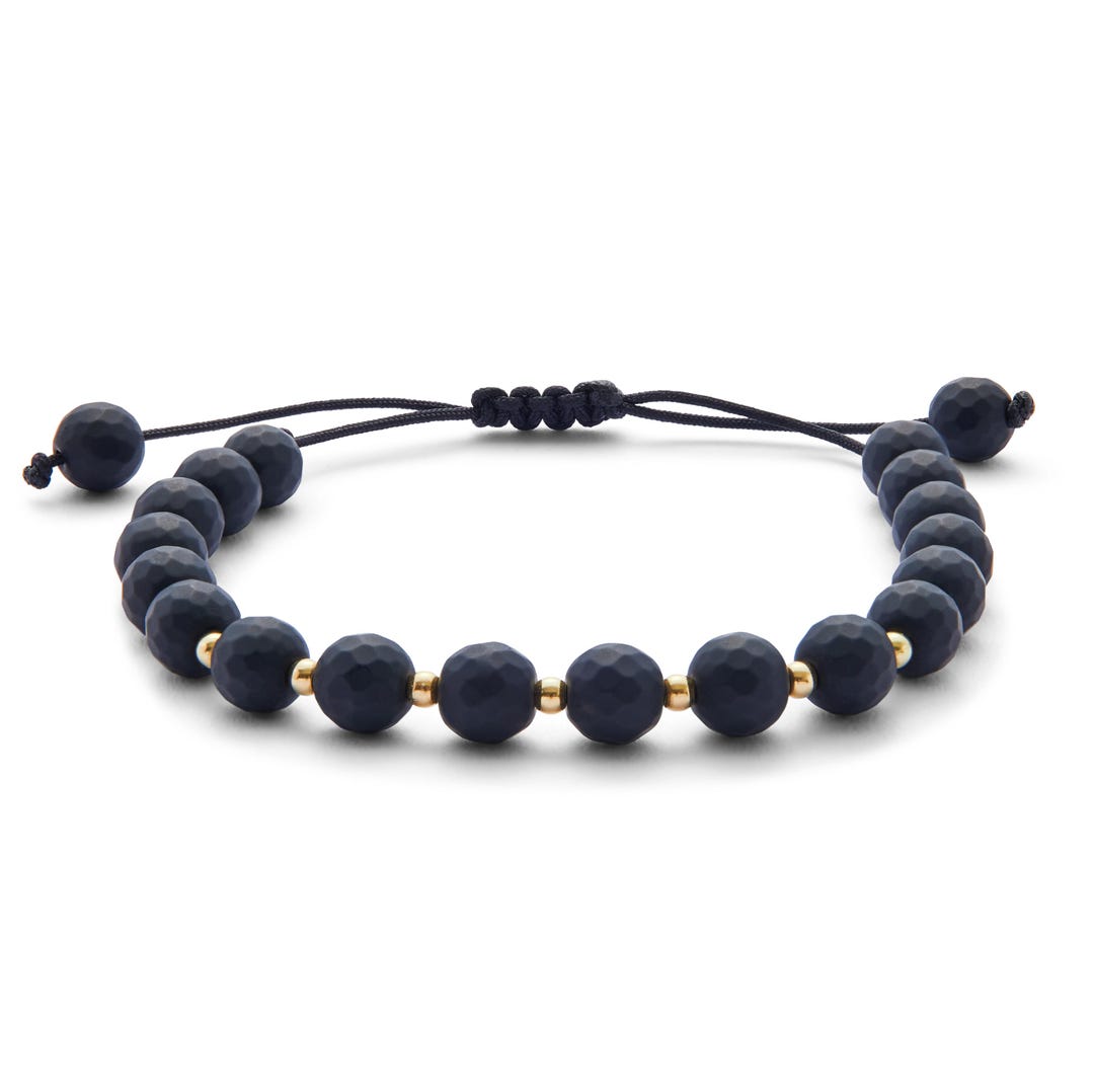 Men's Matte Black Onyx Bracelet – 14ct Gold Beaded Jewelry - Etsy