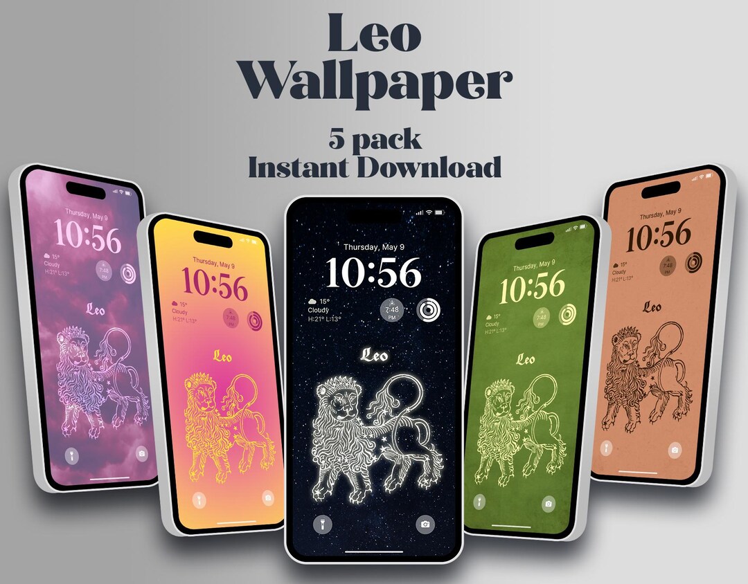 Leo Zodiac Phone Wallpaper, Witchy Woodcut Style (digital Download, 5 ...