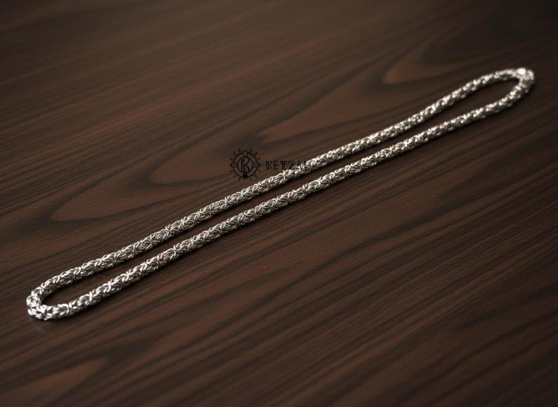 Solid 950 Mexican Silver Byzantine Chain Necklace Bracelet Set – Men's ...