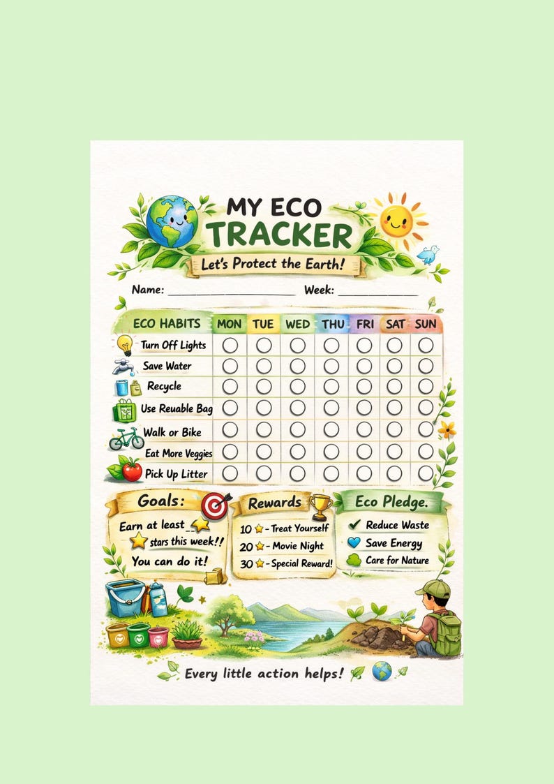 My Eco Tracker Printable for Kids/ Earth Day Activity - Etsy UK