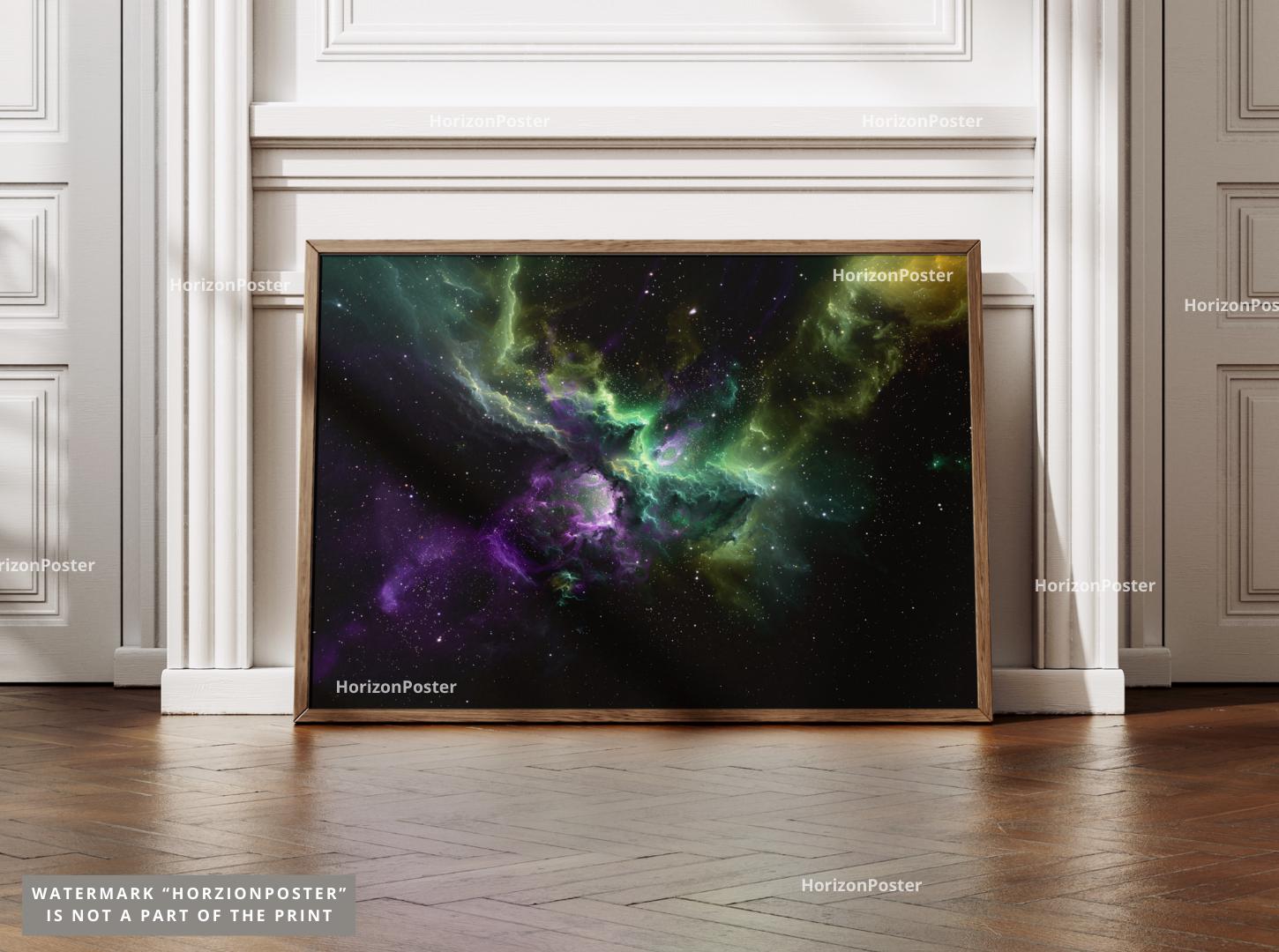 Nebula Storm Poster, Nebula Wall Art, Space Poster Print, Galaxy ...