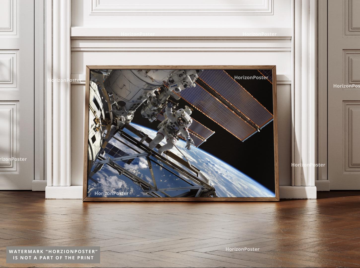 Spacewalk Poster, ISS Space Station Wall Art, NASA Astronaut Print ...