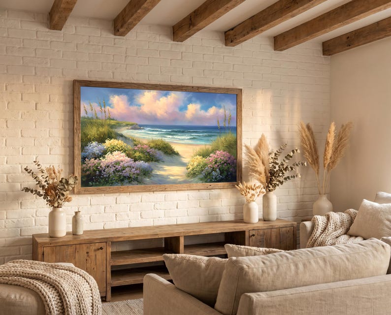 Arte para TV Samsung Frame com tema de dunas de praia e flores ...