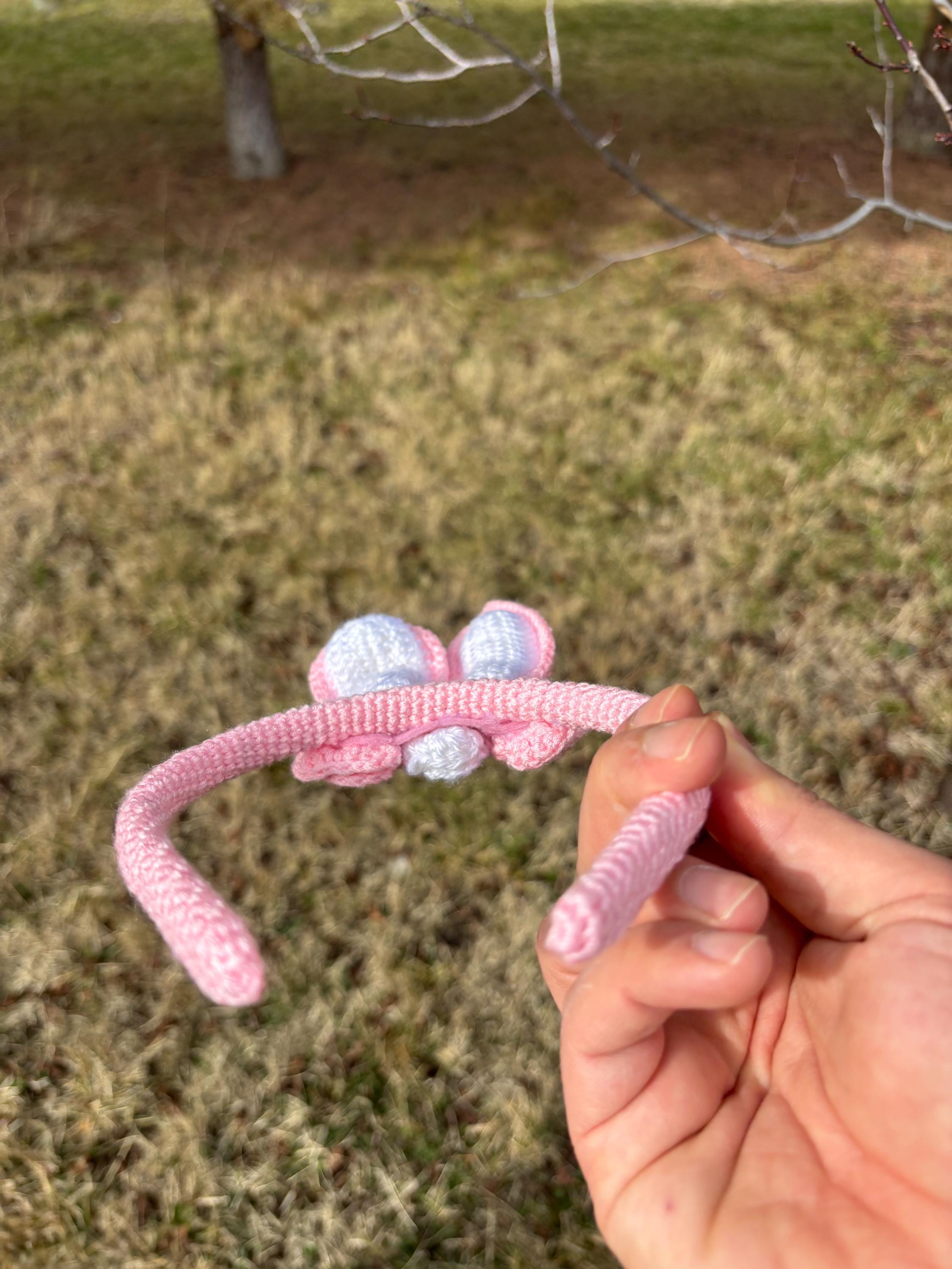 Diadema de orejas de conejo de ganchillo, accesorio para el cabello de ...