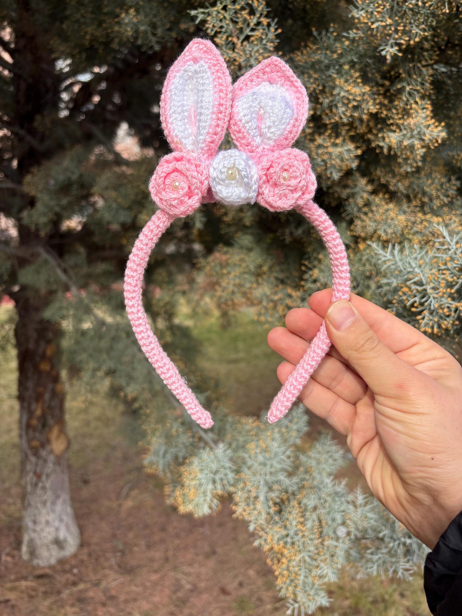 Diadema de orejas de conejo de ganchillo, accesorio para el cabello de ...