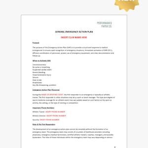 Emergency Action Plan Template for Sports Teams | Editable EAP PDF for ...