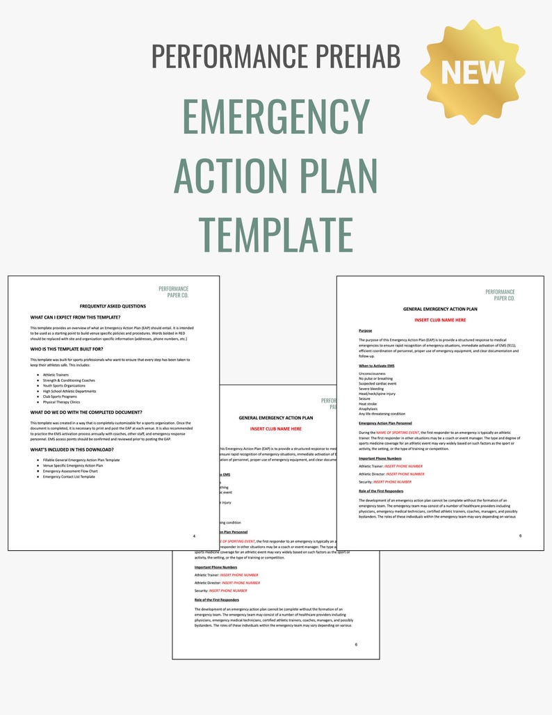 Emergency Action Plan Template for Sports Teams | Editable EAP PDF for ...