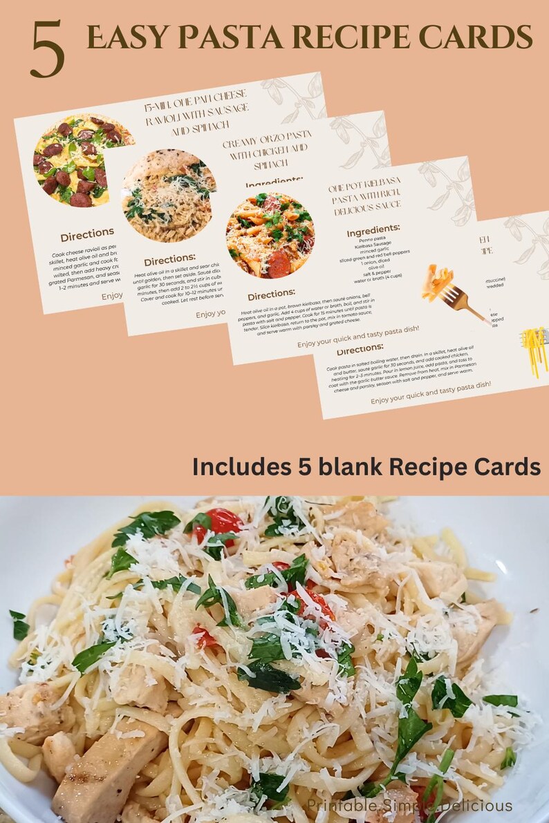 5 Easy Pasta Recipe Cards for Quick Weeknight Dinners That Everyone ...