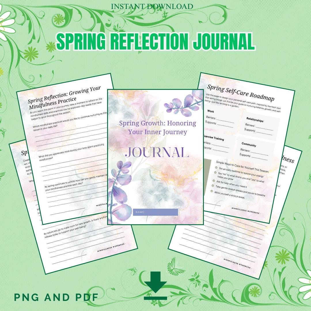 Spring Reflection Journal & Mindfulness Growth Planner | Seasonal ...