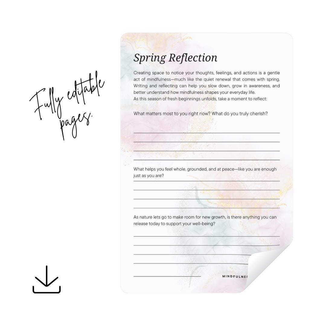 Spring Reflection Journal & Mindfulness Growth Planner | Seasonal ...