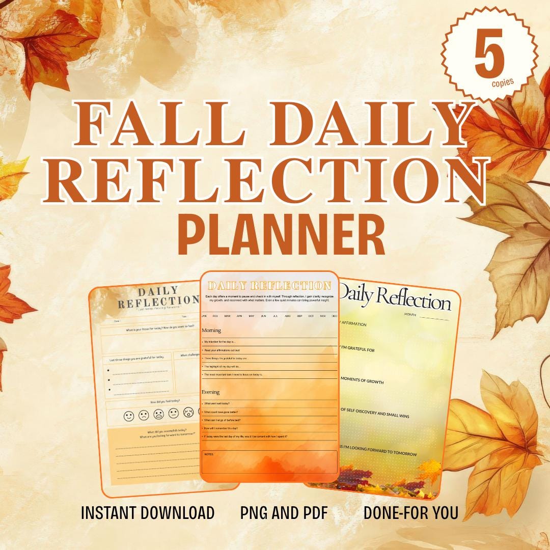 Fall Daily Reflection Planner PDF PNG | Autumn Mindset Audit | 2026 ...