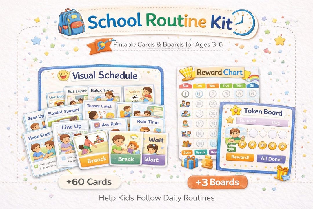 School Routine Cards | Visual Schedule for Kids|adhd Autism Routine Kit ...