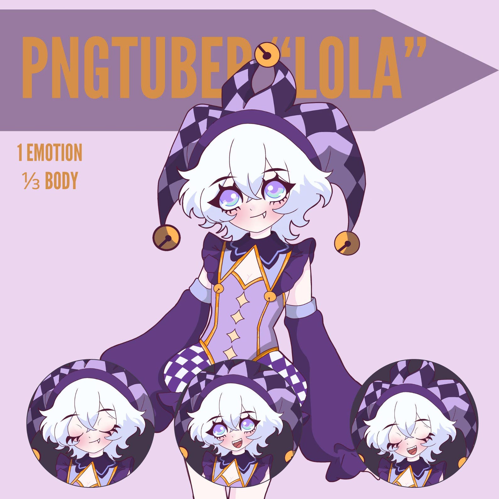 Jester Pngtuber Avatar | Cute Clown Vtuber PNG | Streaming Avatar for ...