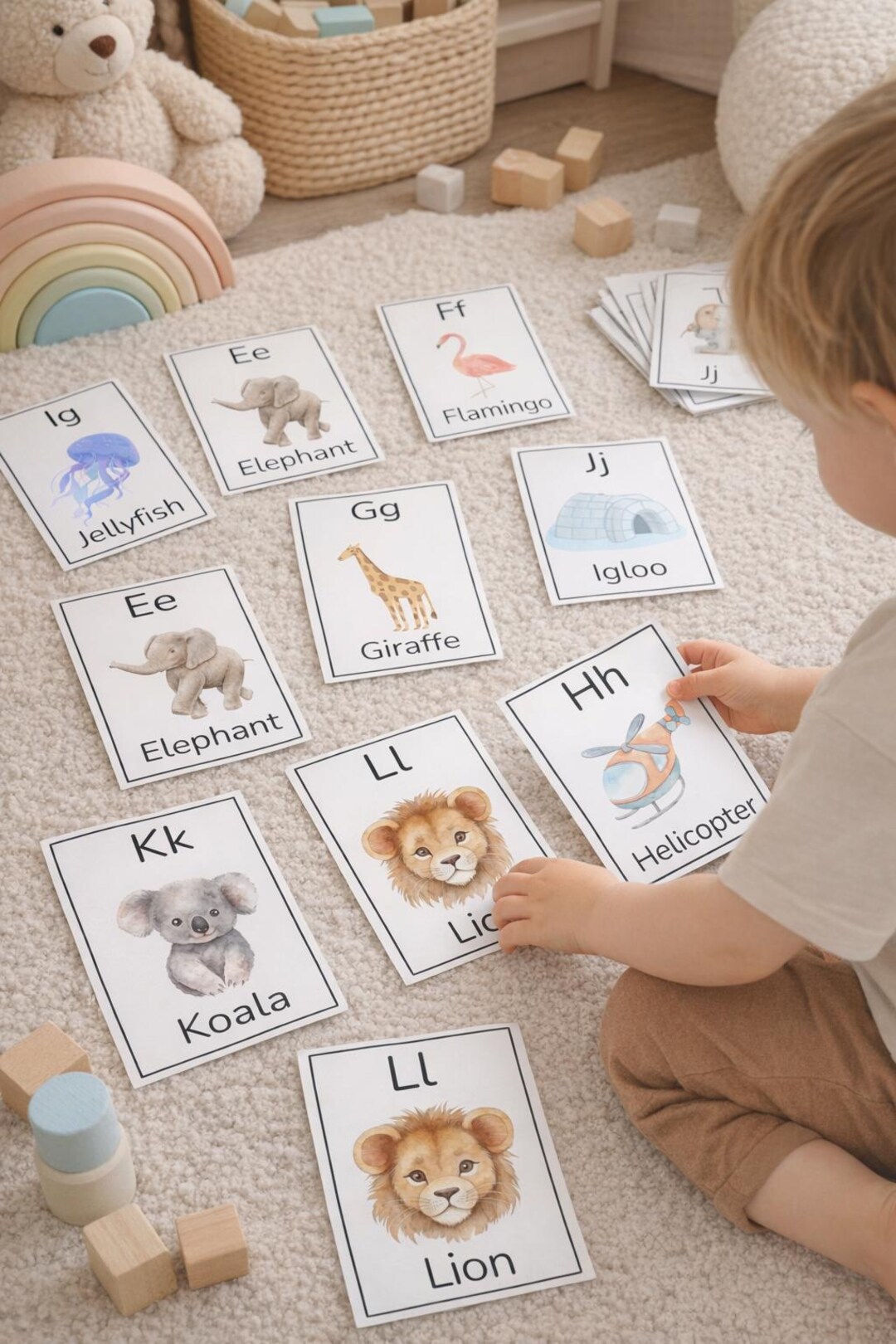Alphabet, Numbers, Colors, Shapes Flashcards, Editable Canva Template ...