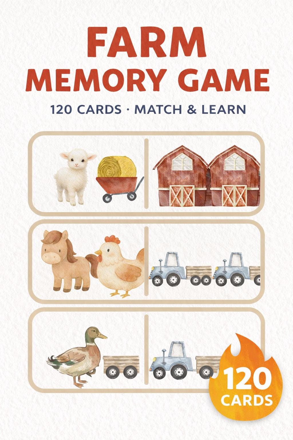 Farm Animals Domino Game | Toddler Matching & Vocabulary Activity ...