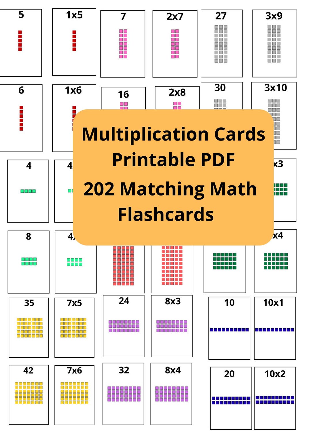Multiplication Array Cards Printable PDF – 202 Matching Math Flashcards ...