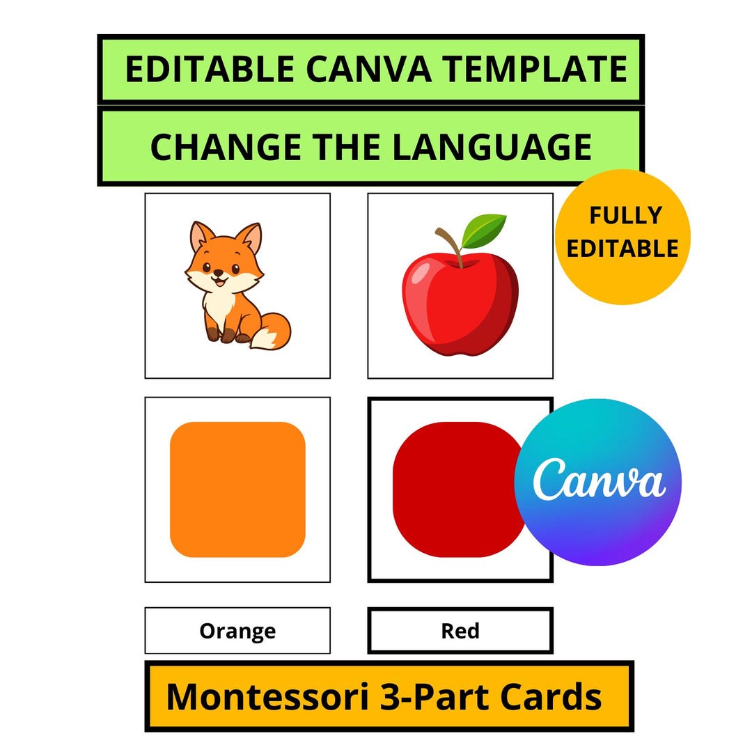 Editable Montessori Color Matching Game Canva Template (digital ...