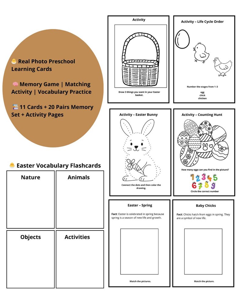 Easter Activities for Kids Printable, Easter Matching Game Montessori ...