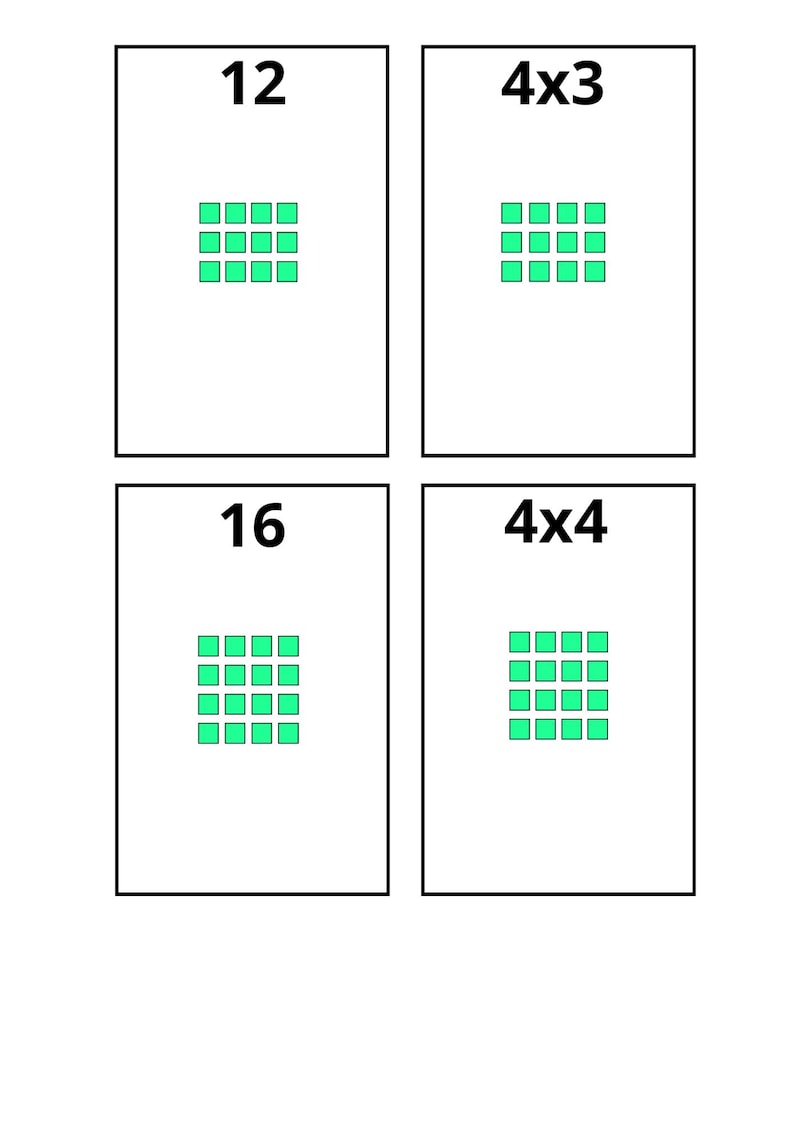 Multiplication Array Cards Printable PDF – 202 Matching Math Flashcards ...