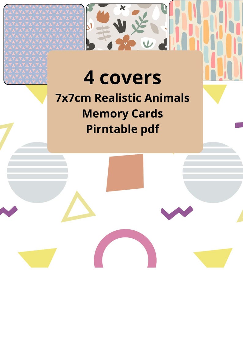 Realistic Animals Memory Game Cards | 80 Pairs Preschool Learning PDF ...