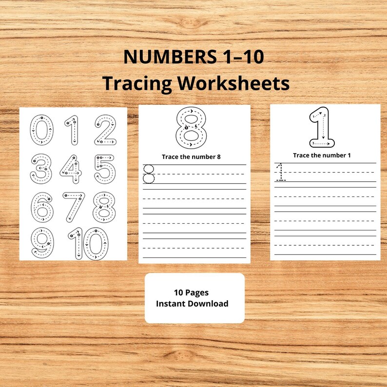 Numbers 1–10 Tracing Worksheets | Preschool Math Printable ...