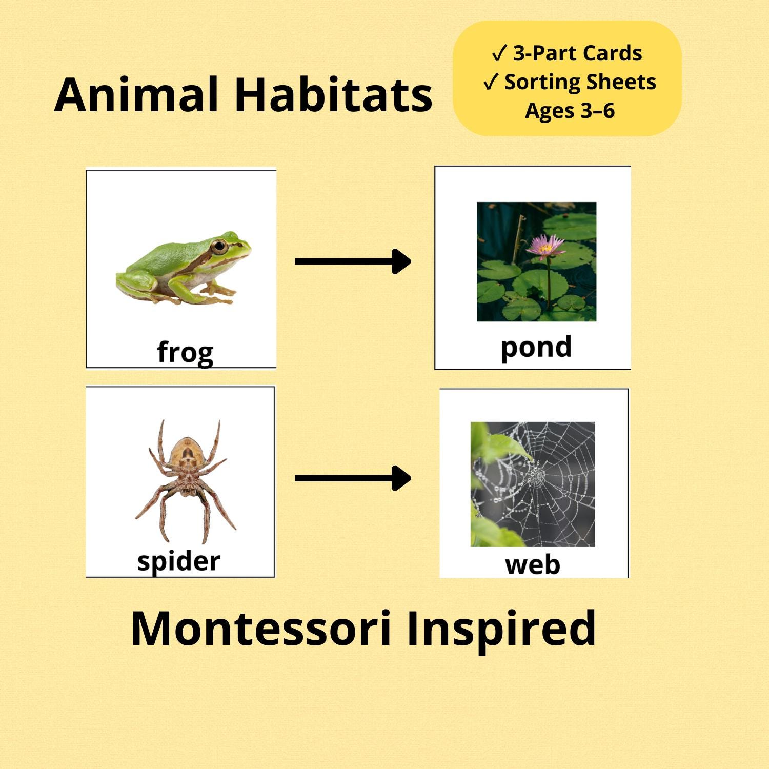 Montessori Animal Habitats Matching Game, Sorting Activity Cards ...