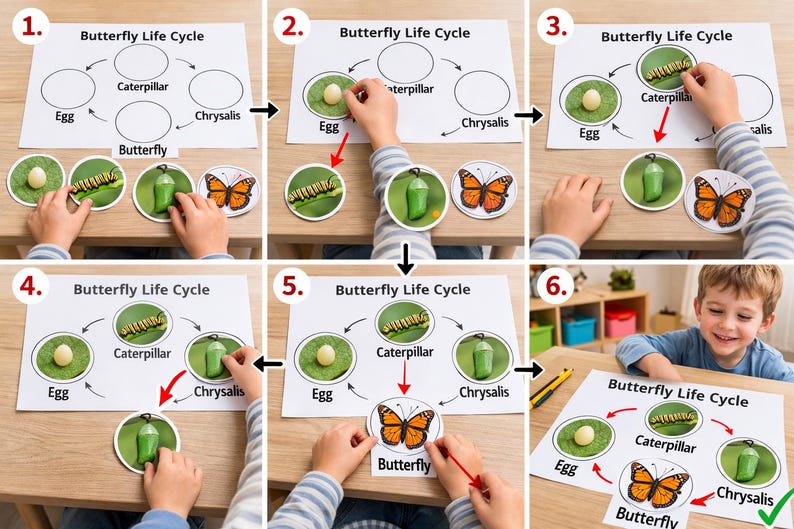 Butterfly Life Cycle Printable: Montessori 3-part Cards, Sequencing ...