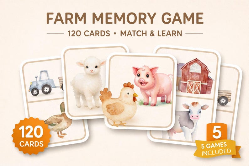 Farm Animals Domino Game | Toddler Matching & Vocabulary Activity ...