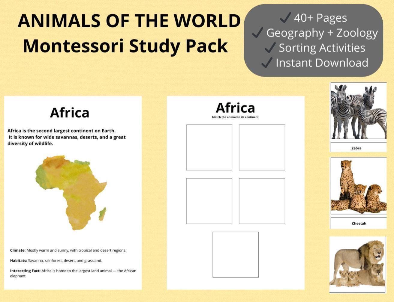 Animals of the World Printable Pack | Montessori Continent Study ...