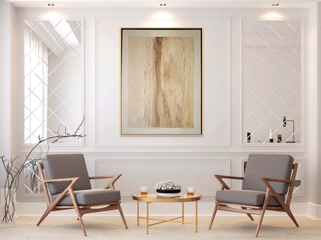 Large Textured Wall Art, Earth Tone Abstract Canvas, Neutral Handmade ...