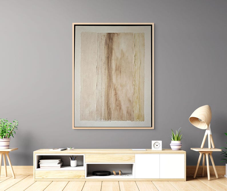 Large Textured Wall Art, Earth Tone Abstract Canvas, Neutral Handmade ...